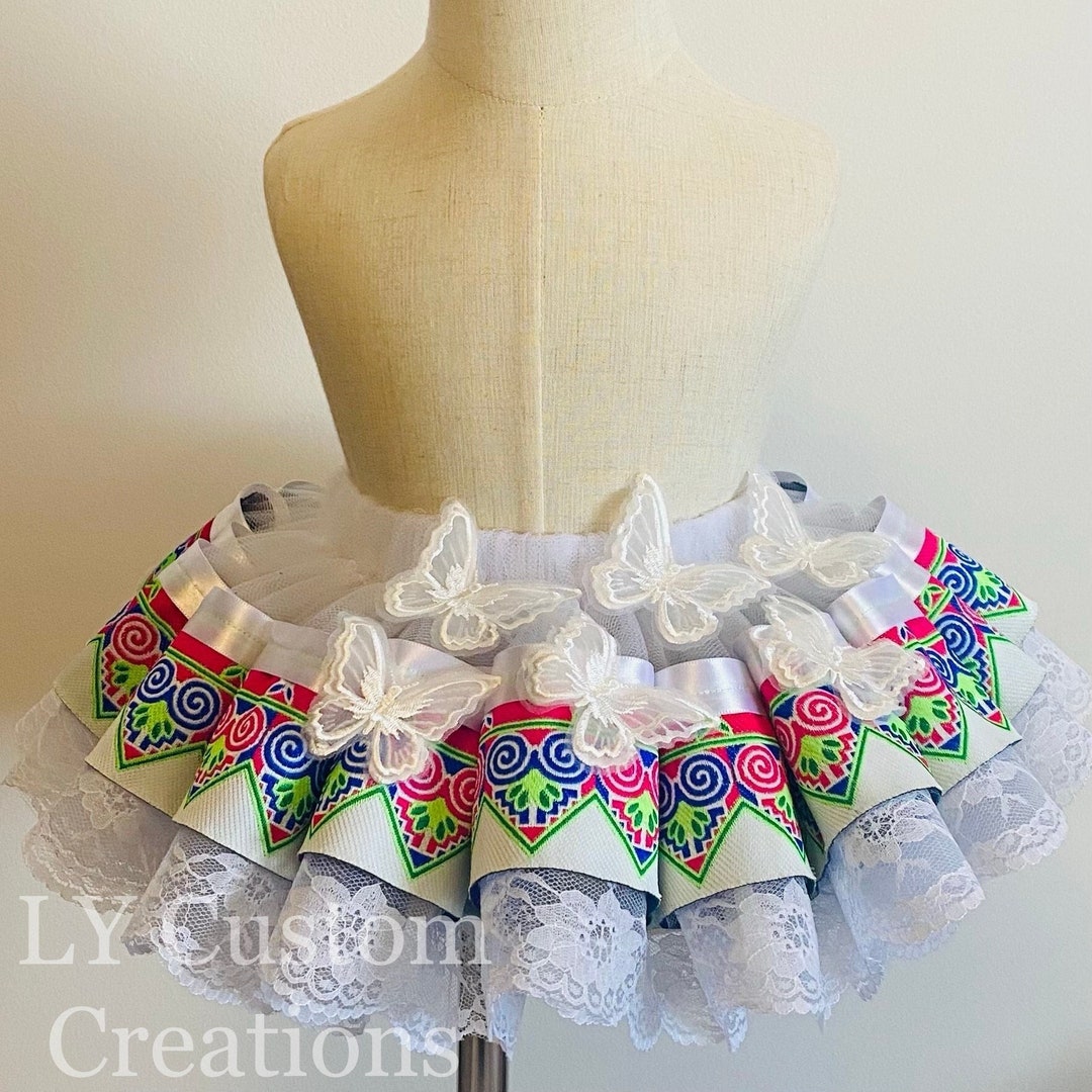 12 Month Hmong Inspired Tutu, Birthday Tutu, Butterfly Tutu, White Tutu ...