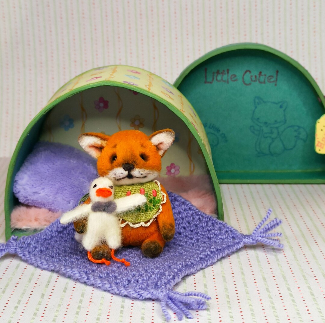 Miniature Red Fox Plush in Gift Box Adorable Stuffed Animal Collector's ...