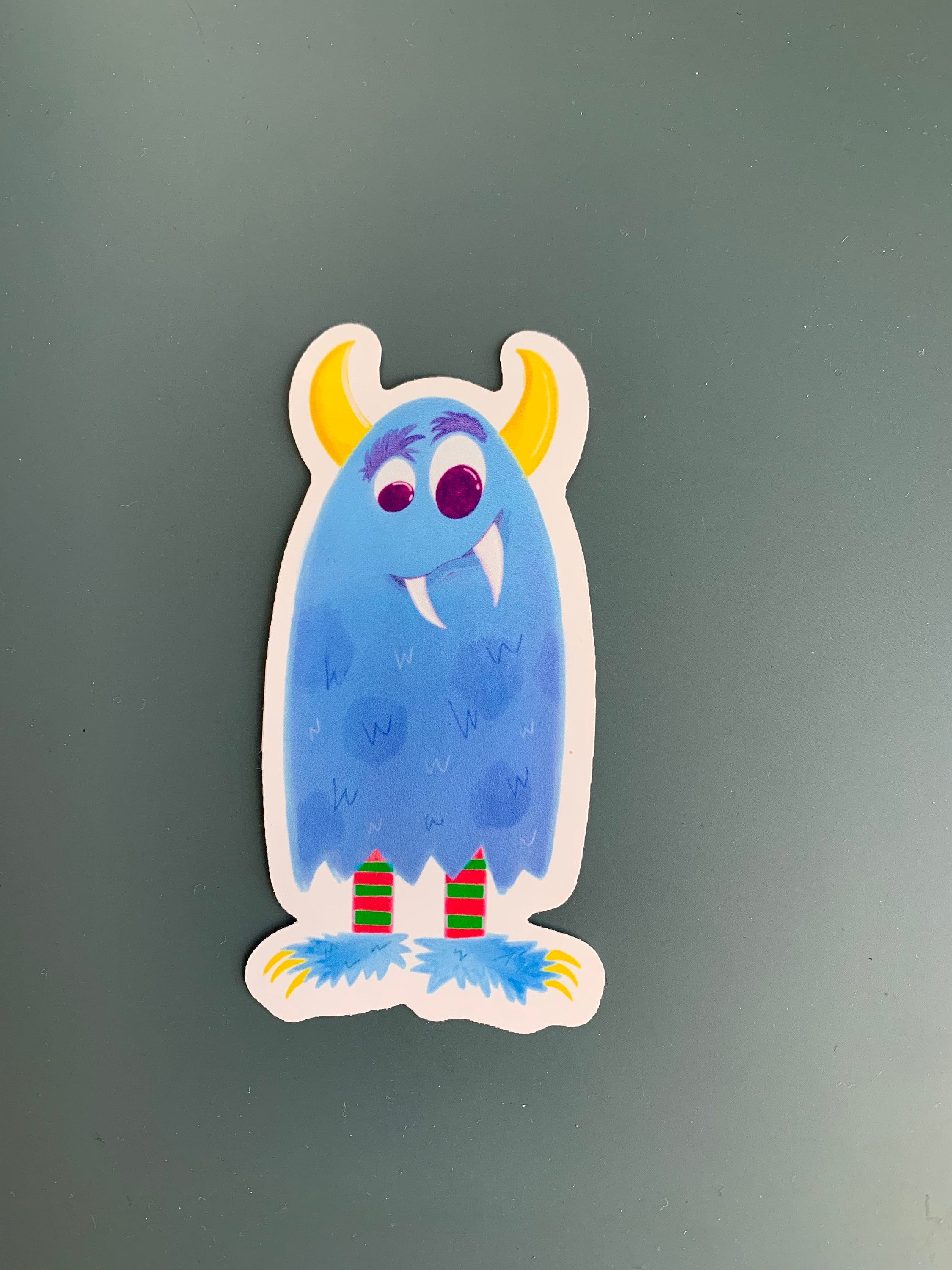 Furry Blue Monster Sticker/ Cartoon Creature Decal/kid's Birthday ...