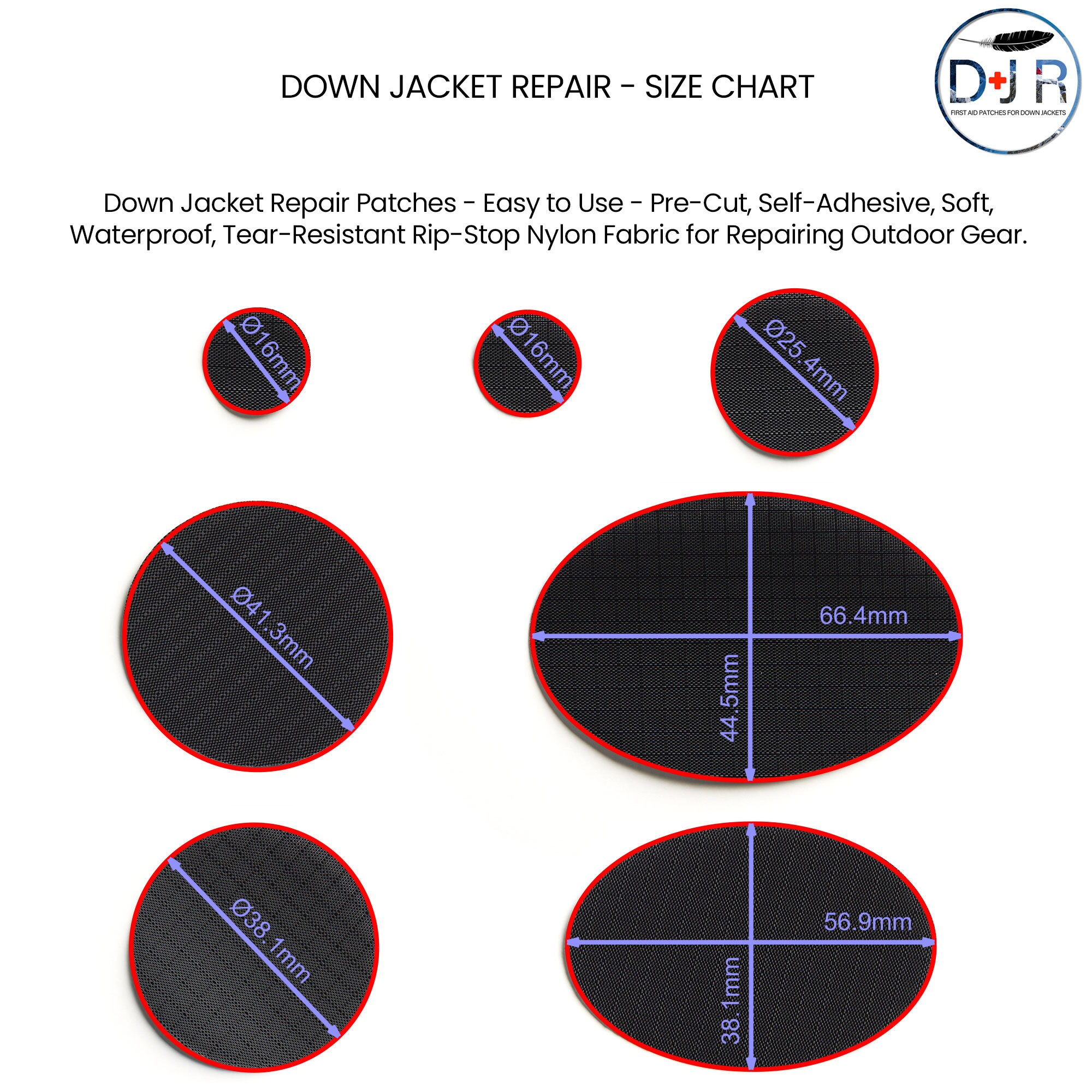 Self-adhesive Down Jacket Repair Patches White for Down Jackets or ...