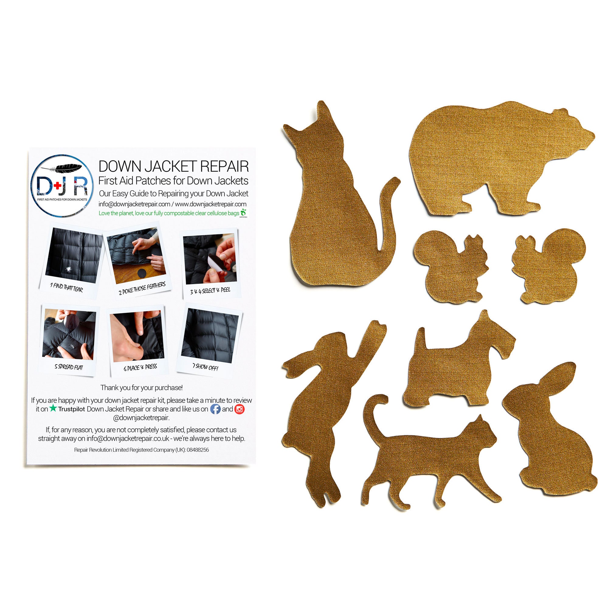 Animal Patches Metallic Gold Self-adhesive Repair Patches for Down ...