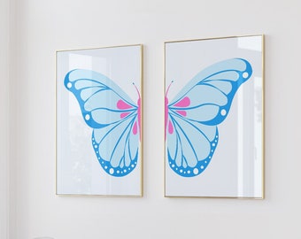 Preppy Split Butterfly Wall Art - Etsy UK