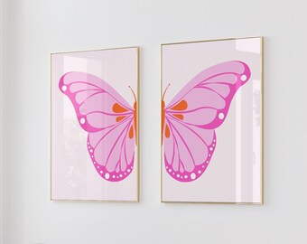 Preppy Split Butterfly Wall Art - Etsy UK