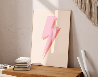 Peach Lightning Bolt Art Print digital Download Digital - Etsy