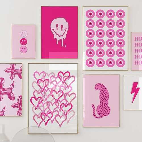 Pink Preppy Wall Art Pack of 8 digital Download Digital - Etsy