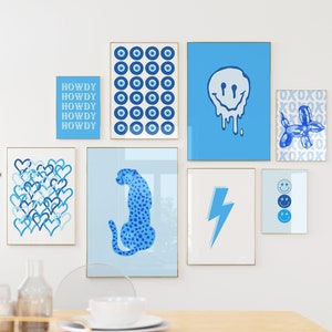 Blue Preppy Wall Art Pack of 9 digital Download Digital - Etsy