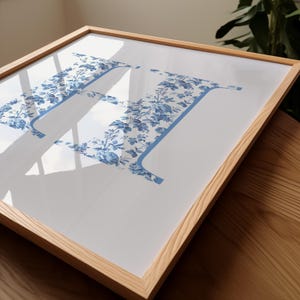 Custom Chinoiserie Letter Print, Light Blue Coastal Granddaughter Print ...