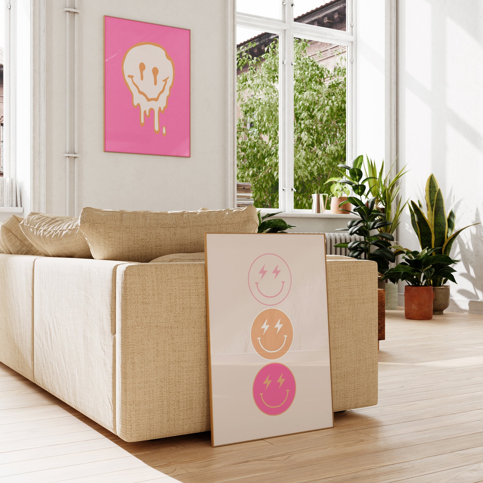 Pink and Orange Preppy Wall Art Pack of 9 digital Download - Etsy