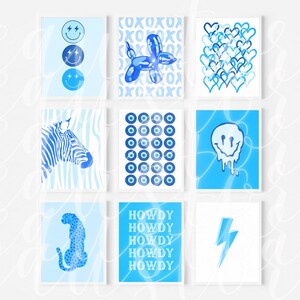 Blue Preppy Wall Art Pack of 9 (digital Download), Digital Print ...