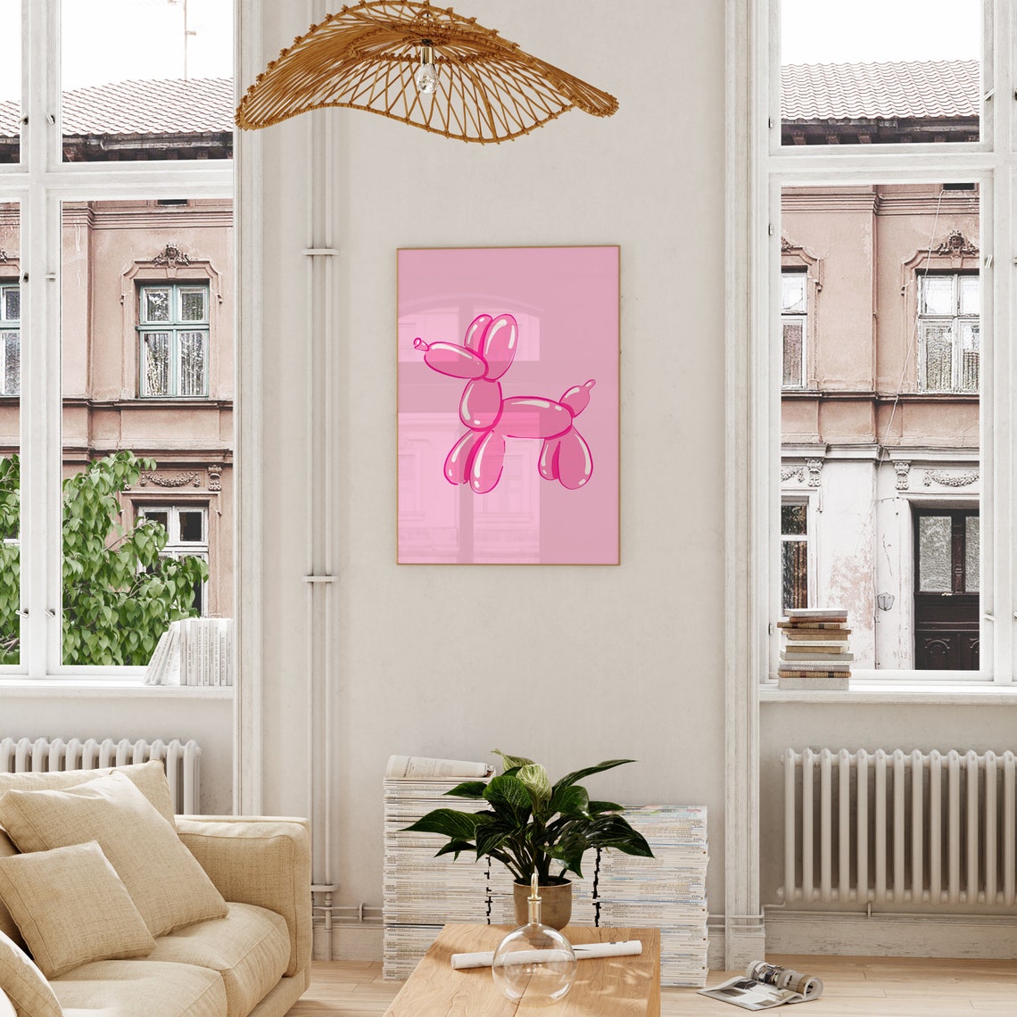 Pink Balloon Dog Art (digital Download), Dog Print, Dog Poster, Funny ...