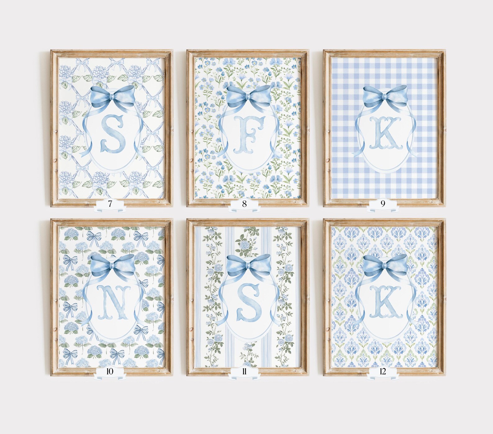 Custom Coastal Granddaughter Monogram Print, Light Blue Hydrangea Print ...