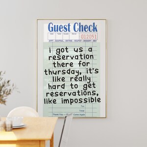 Guest Check Print, Bar Cart Decor, College Dorm Poster, Retro Print ...