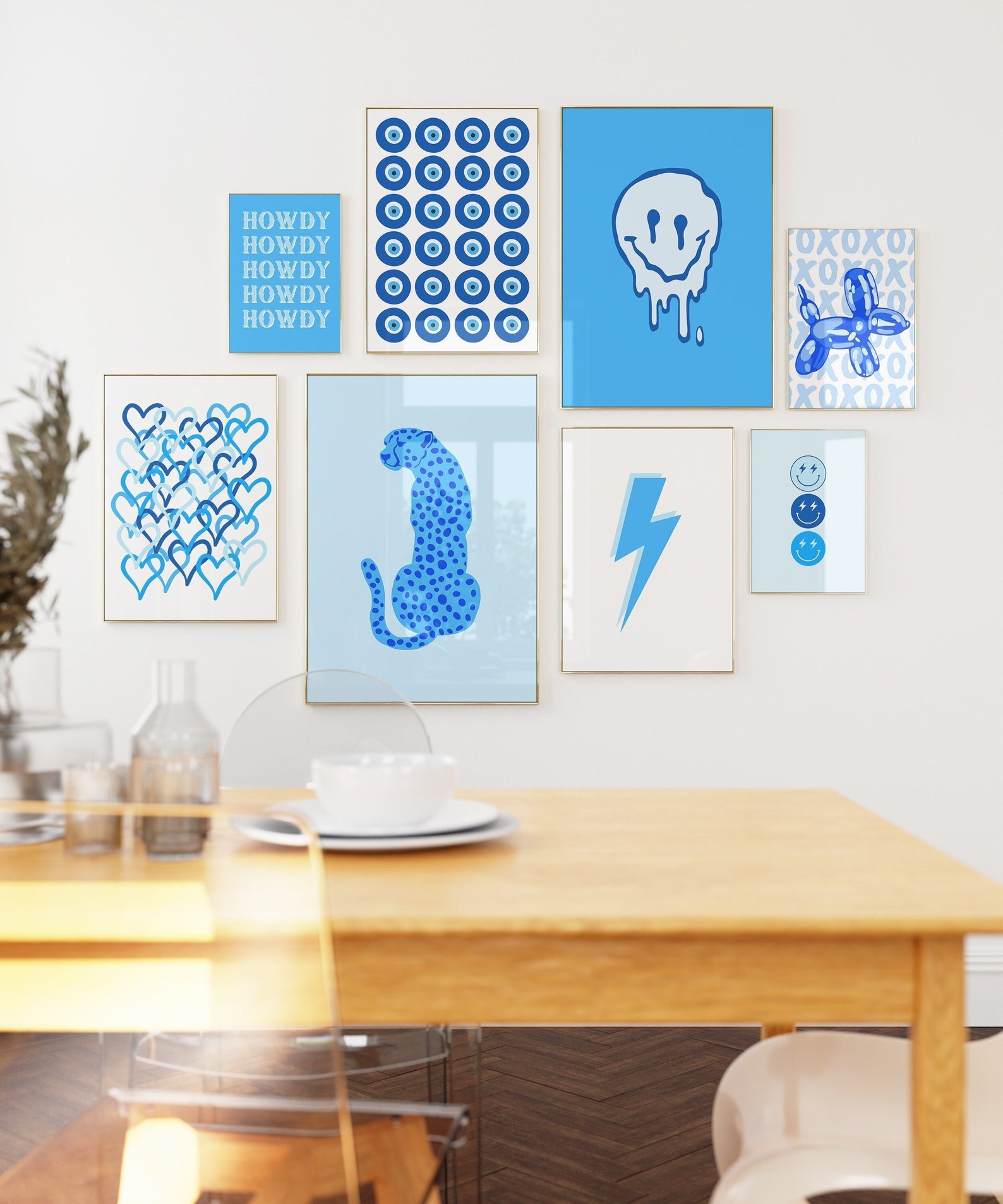 Blue Preppy Wall Art Pack of 9 digital Download Digital - Etsy