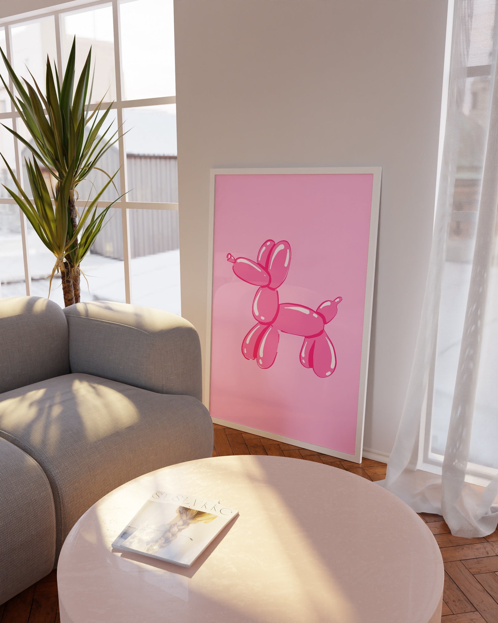 Pink Balloon Dog Art (digital Download), Dog Print, Dog Poster, Funny ...