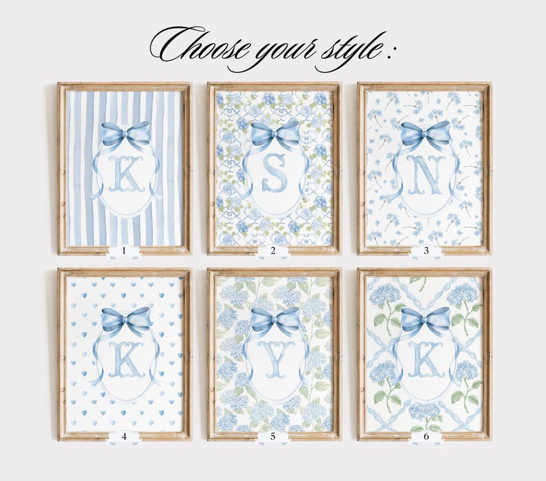 Custom Coastal Granddaughter Monogram Print, Light Blue Hydrangea Print ...