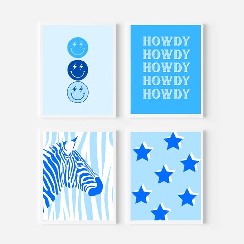 Blue Preppy Wall Art Pack of 6 digital Download Digital - Etsy