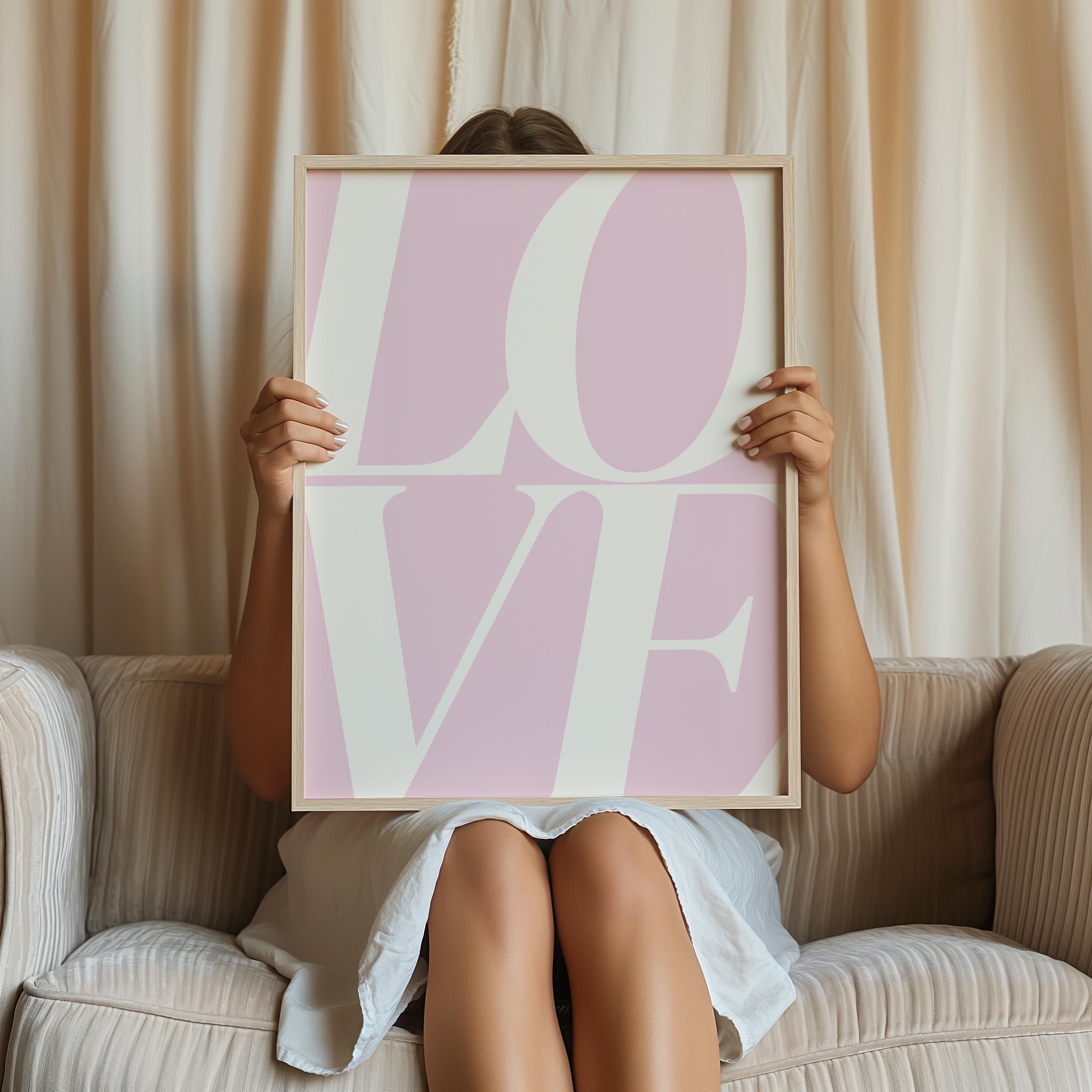 Light Pink Love Poster, 70s Wall Print, Preppy Poster, Retro Print ...