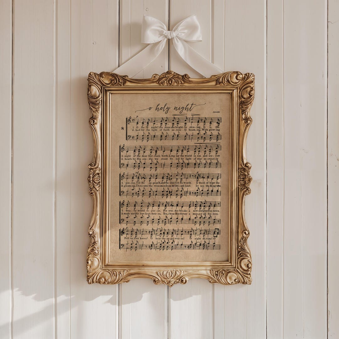 O Holy Night Print,christmas Hymn, Vintage Christmas Carol, Christmas ...