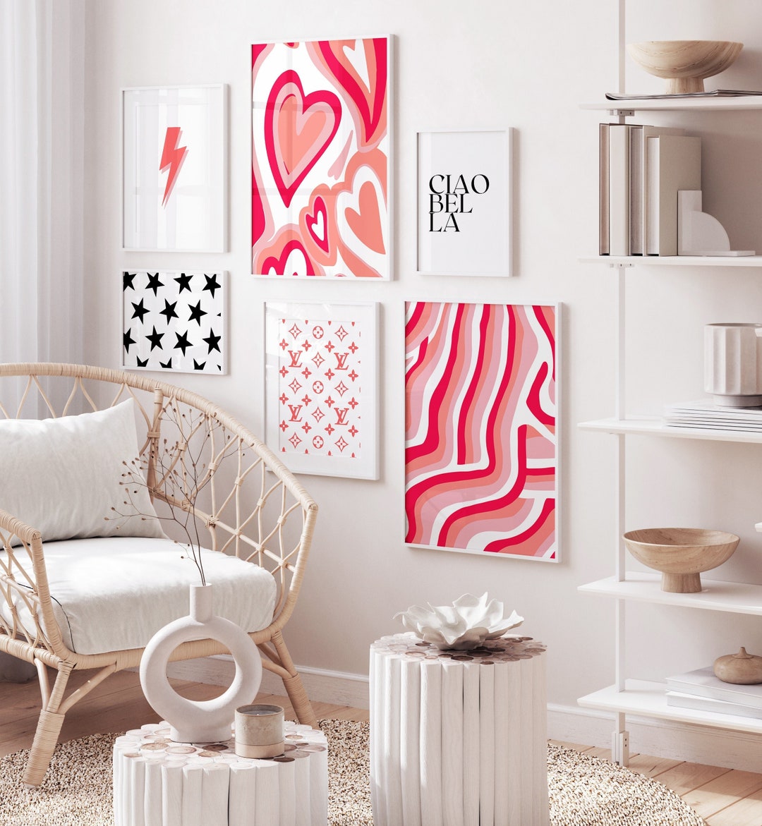 Red Preppy Wall Art Pack of 6 digital Download, Digital Print, Preppy ...