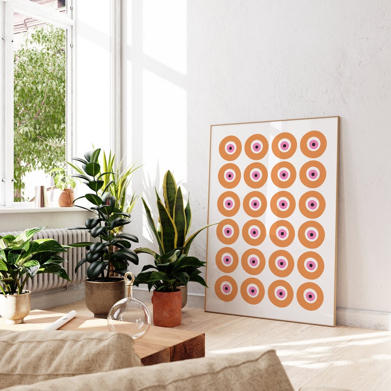 Pink and Orange Preppy Wall Art Pack of 9 digital Download - Etsy