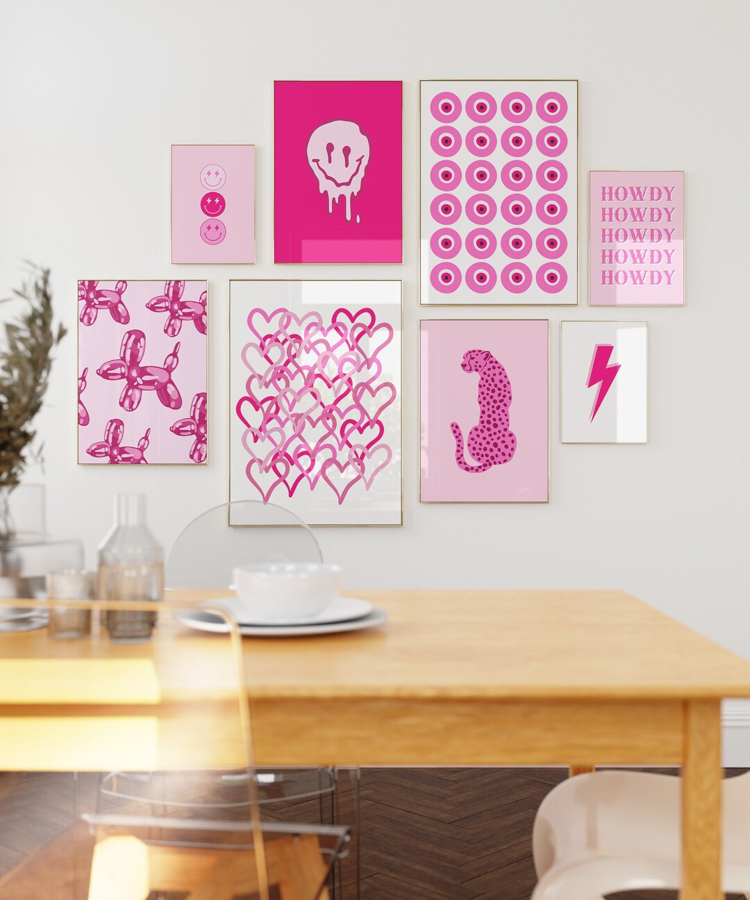 Pink Preppy Wall Art Pack of 8 (digital Download), Digital Print ...