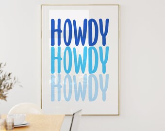 Blue Howdy Poster - Etsy