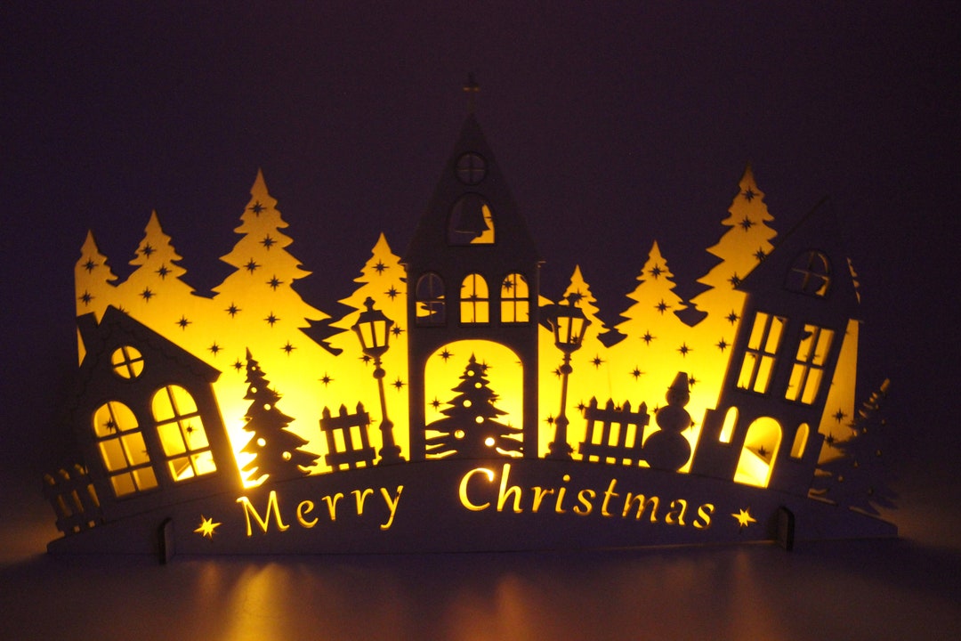 Christmas Village Scene - Christmas Decoration - Christmas LED Light ...