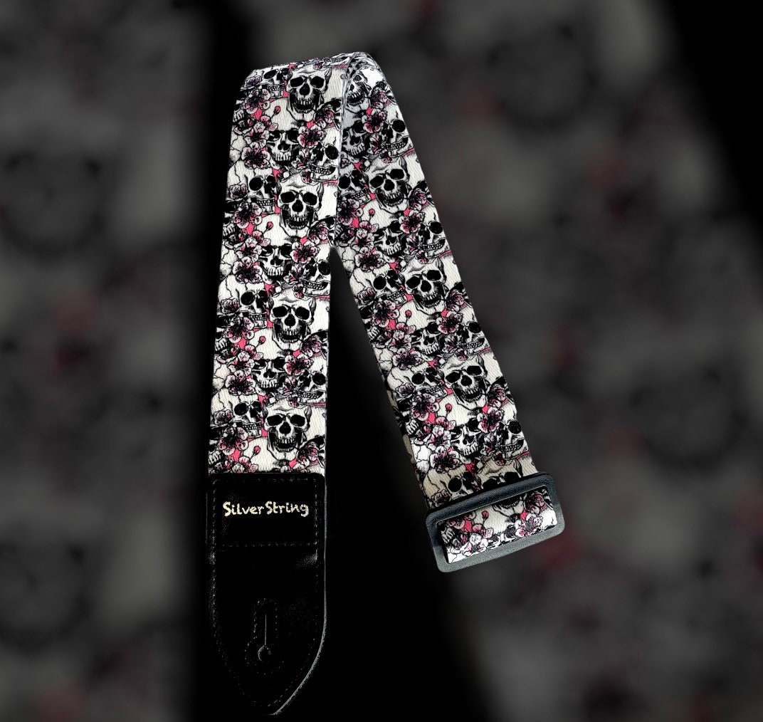 Silverstring Custom 2” Skulls N’ Roses Guitar Strap. the Perfect Strap ...