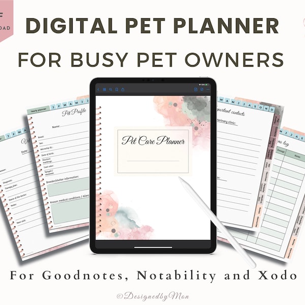 Minimalist Digital Pet Planner for Goodnotes Dog Planner, Dog Health ...