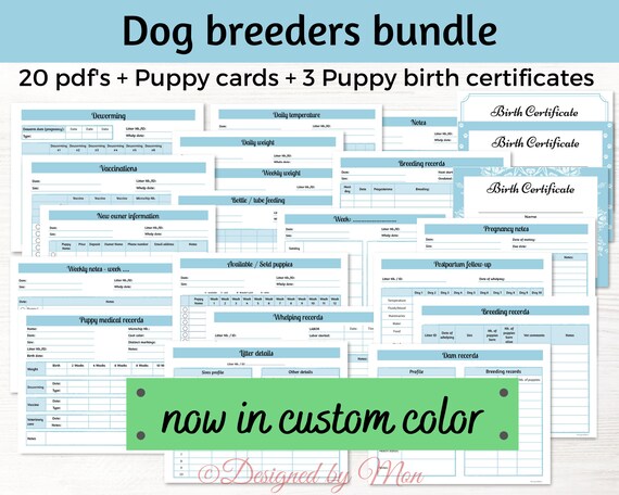 The Ultimate Dog Breeder Charts Bundle With Your Custom Color - Etsy