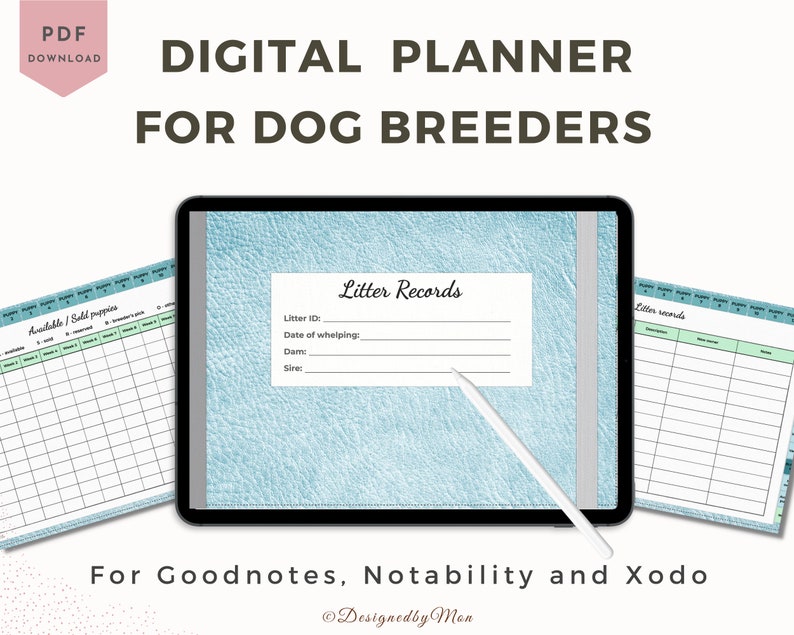 Digital Planner for Dog Breeders - Breeder Charts, Breeder Forms ...