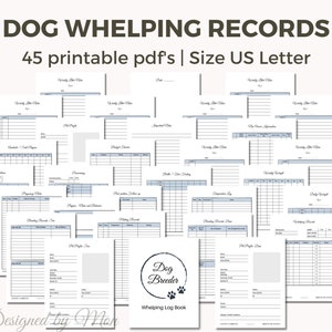 Dog Breeder Records Bundle With Whelping Records: Printable Dog Breeder ...