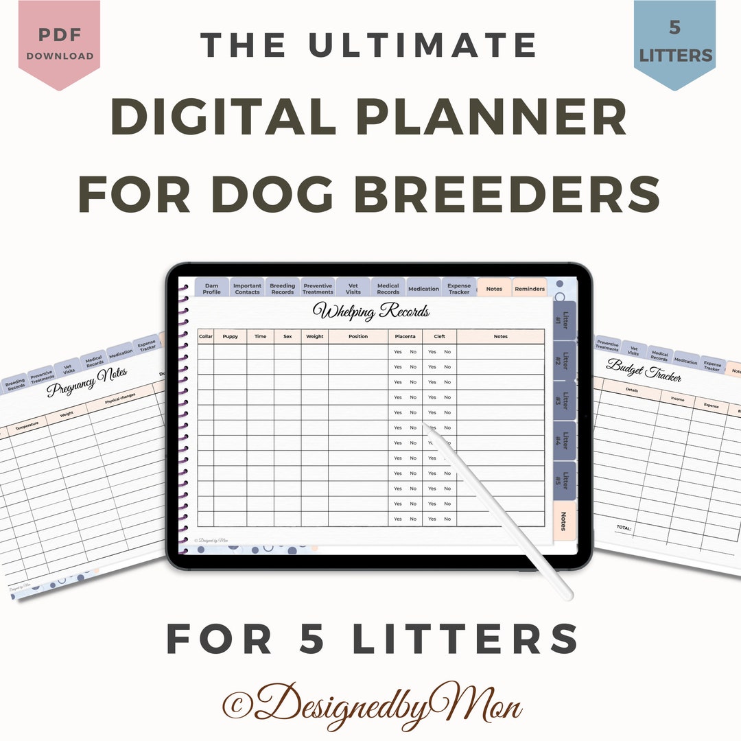 Ultimate Digital Planner for Dog Breeders - Dog Breeder Forms | Dog ...