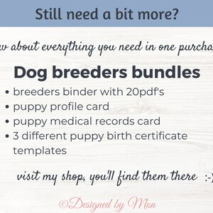 Basic Breeder Charts and Breeder Forms Bundle for Puppy | Etsy