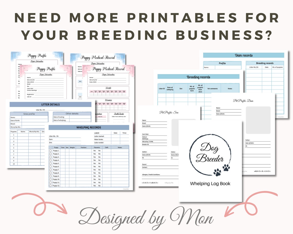 Puppy Pack Printables for Dog Breeding - Puppy Kit | Puppy Packs | Dog ...
