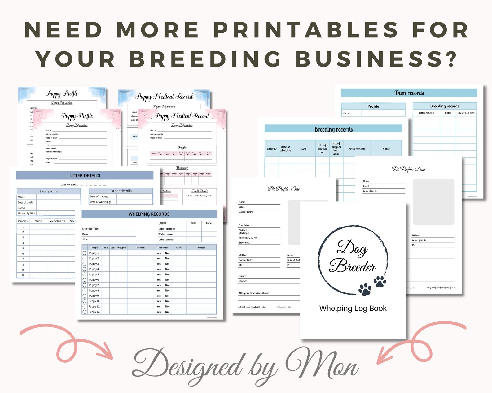 Puppy Pack Printables for Dog Breeding - Puppy Kit | Puppy Packs | Dog ...