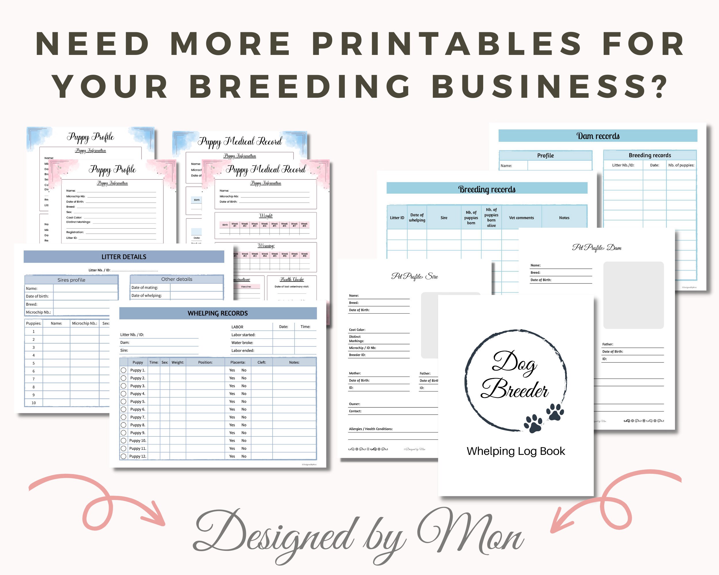 Puppy Pack Printables for Dog Breeding Puppy Kit Puppy Packs Dog ...