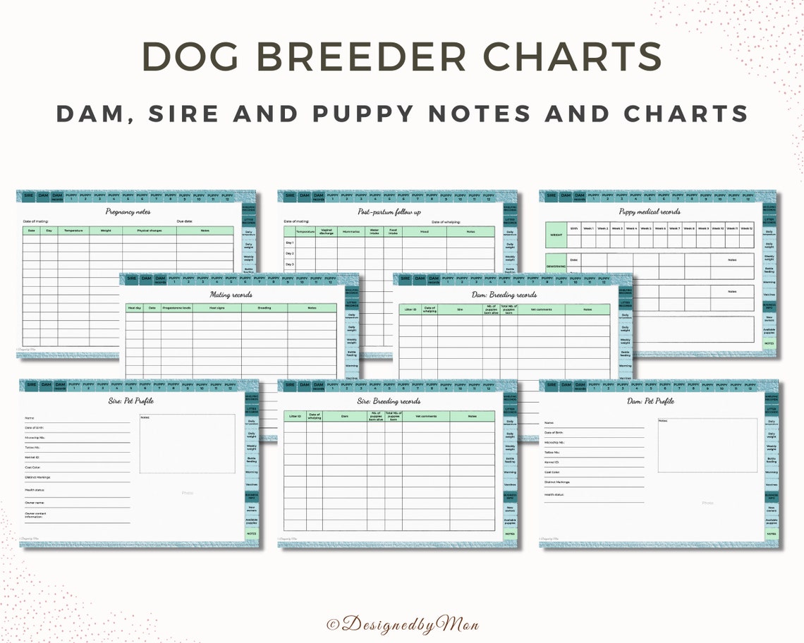 Digital Planner for Dog Breeders Breeder Charts, Breeder Forms ...