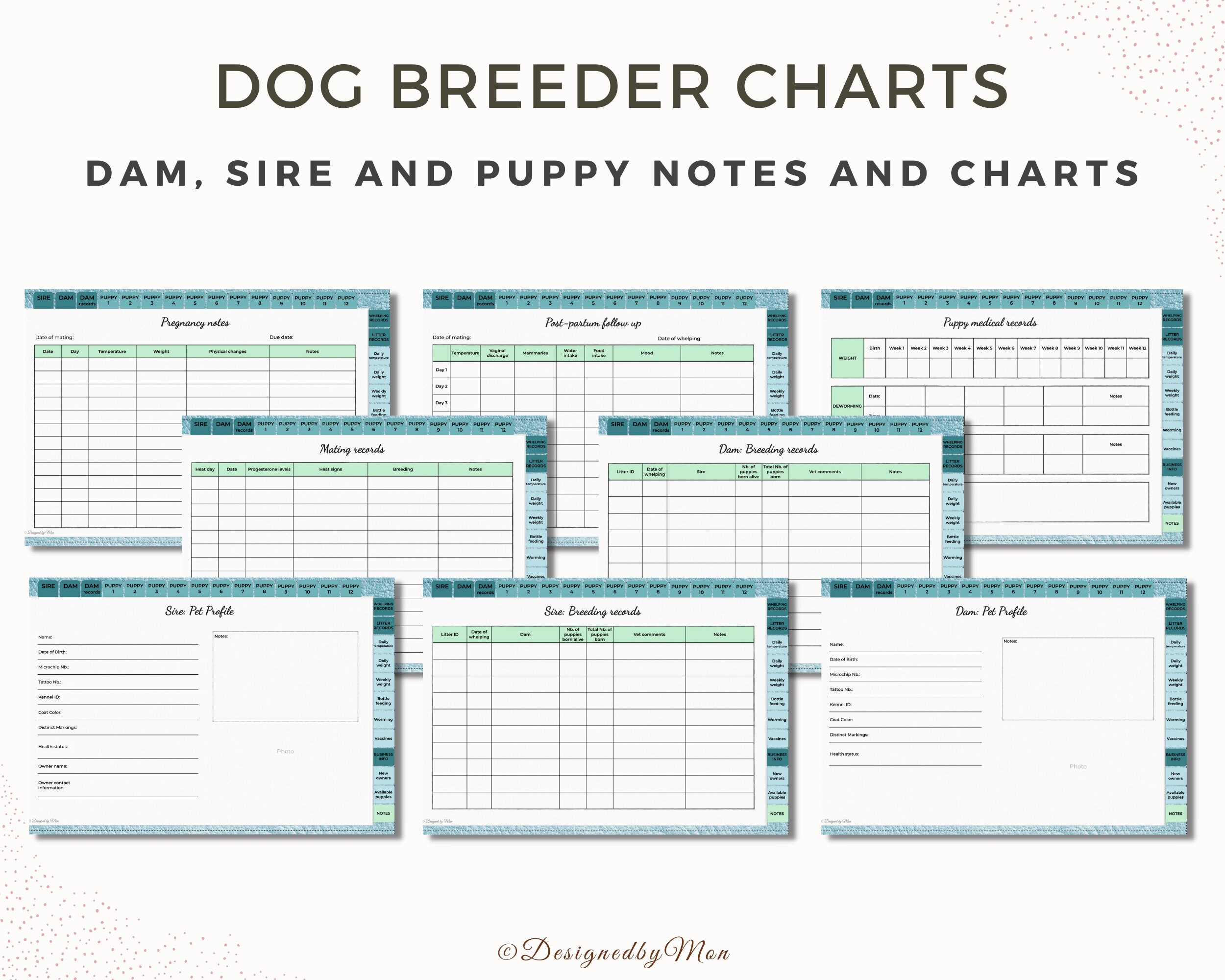 Digital Planner for Dog Breeders Breeder Charts, Breeder Forms ...