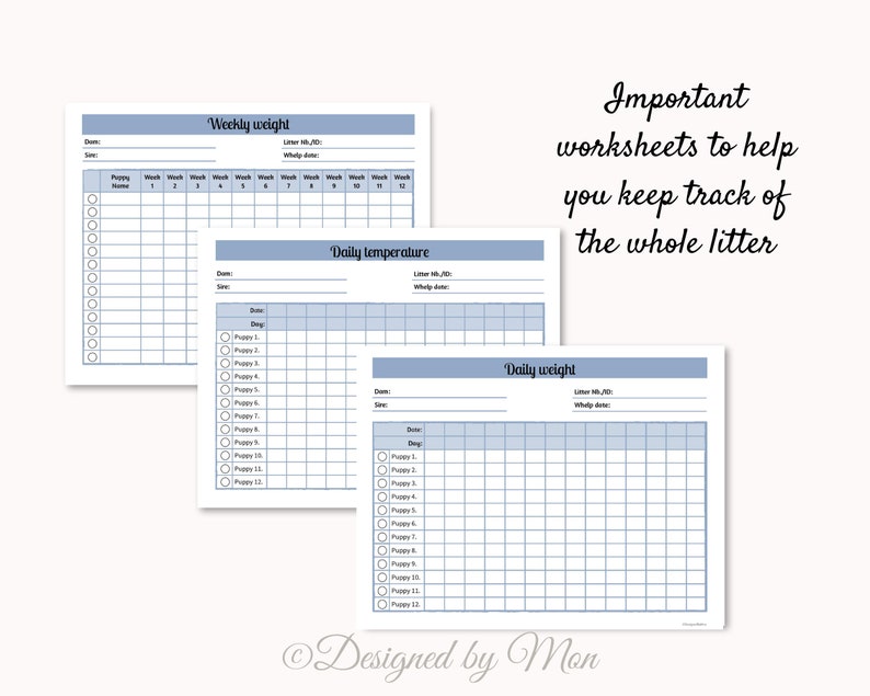 Basic Breeder Charts and Breeder Forms Bundle for Puppy Breeding ...