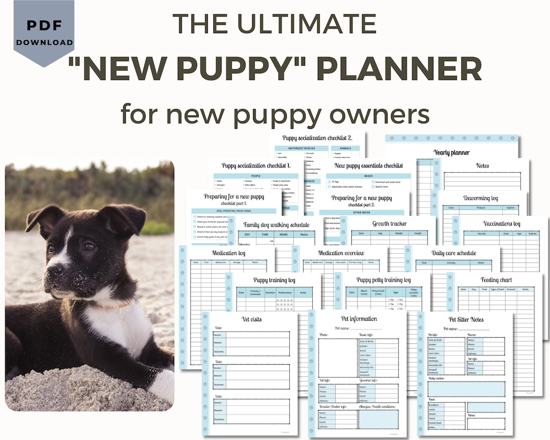 Pet Planner for New Puppy Owners, Pet Care Journal, Puppy Planner ...