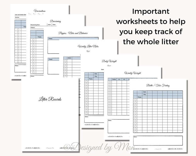 Dog Breeder Records Bundle With Whelping Records: Printable Dog Breeder ...
