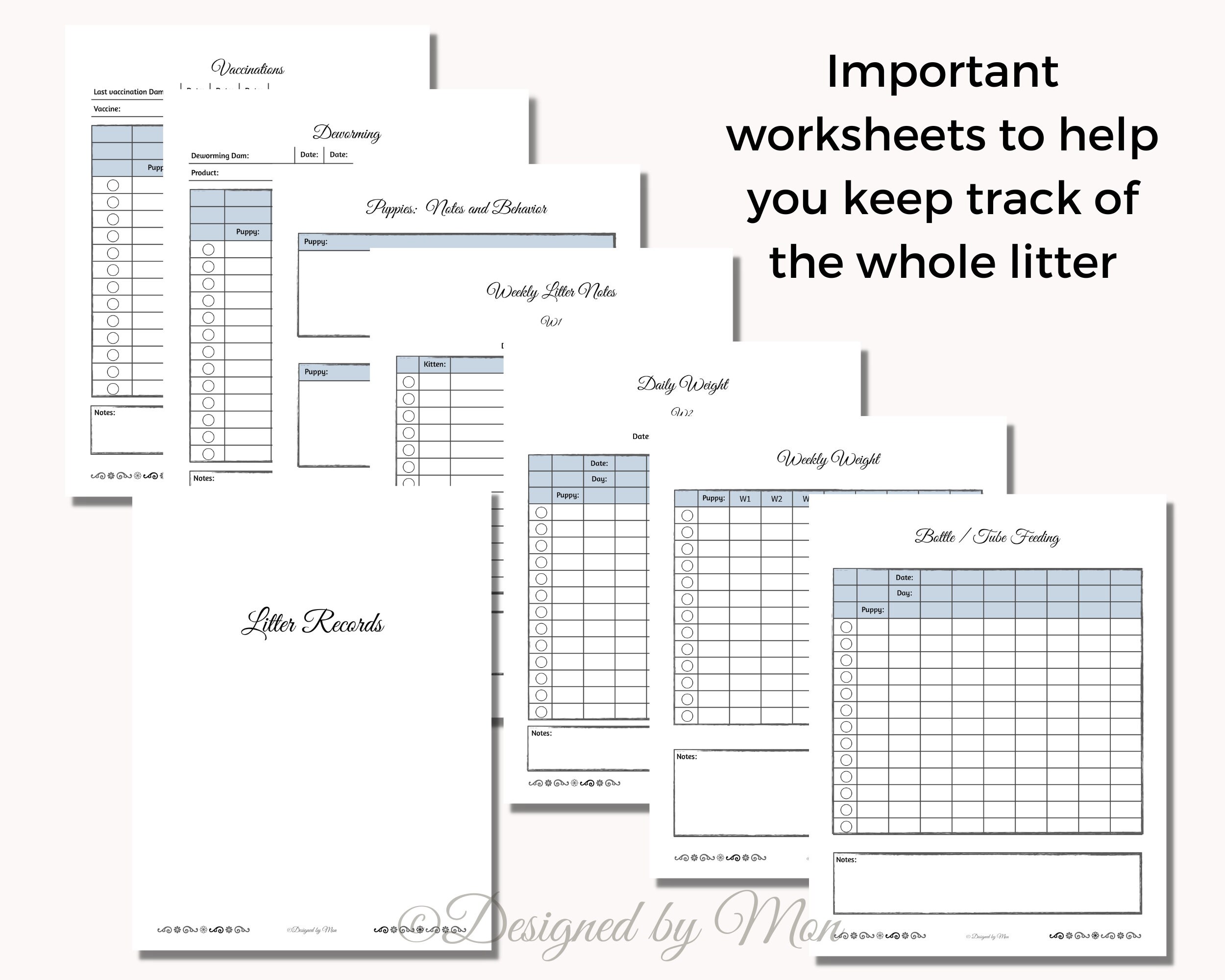 Dog Breeder Records Bundle With Whelping Records: Printable Dog Breeder ...