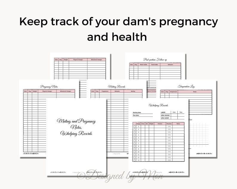 Dog Breeder Records Bundle With Whelping Records: Printable Dog Breeder ...