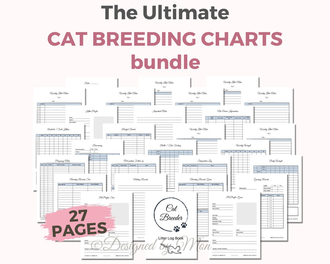 Cat Breeding Charts Bundle for Cat Breeders - Cat Breeder Forms ...