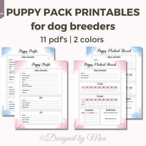 Puppy Pack Printables for Dog Breeding Puppy Kit Puppy Packs Dog ...