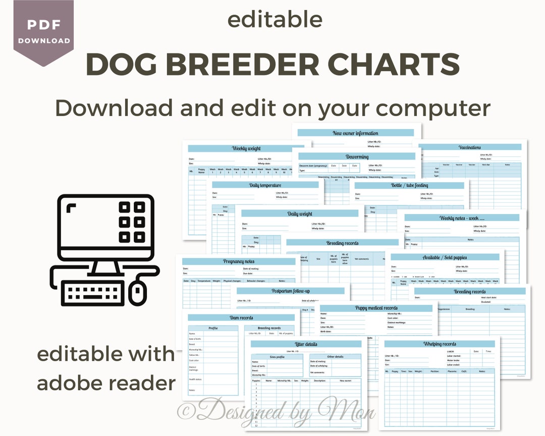 EDITABLE Dog Breeder Records for Your Dog Breeding Business - Dog ...
