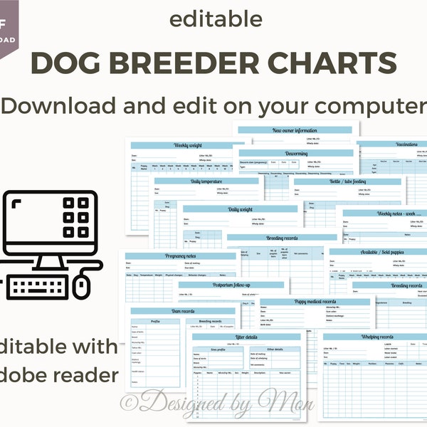 Basic Breeder Charts and Breeder Forms Bundle for Puppy Breeding ...