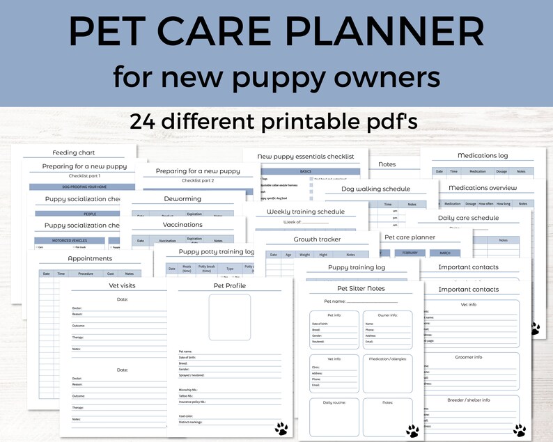 Printable Pet Planner for New Puppy Owners Puppy Planner - Etsy