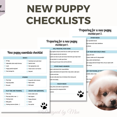 New Puppy Essentials Printable Checklists New Puppy Shopping - Etsy